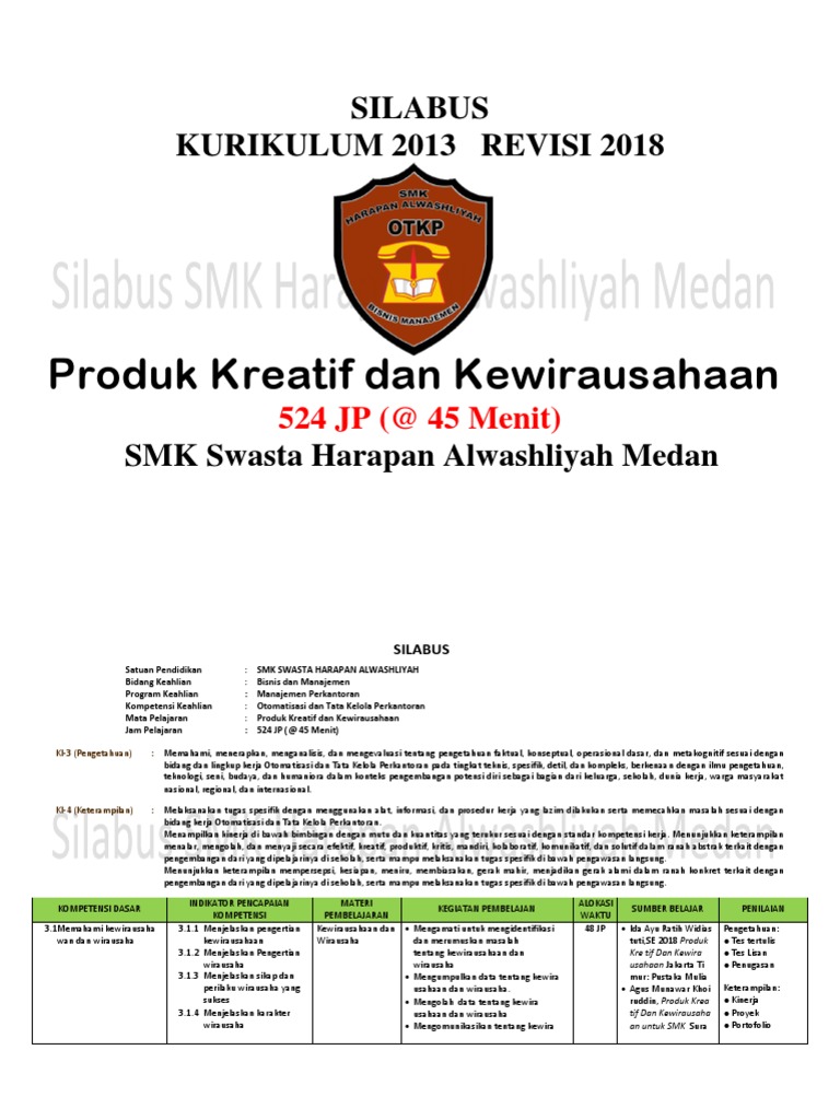 Silabus PKK K13 Rev 2018 PDF | PDF