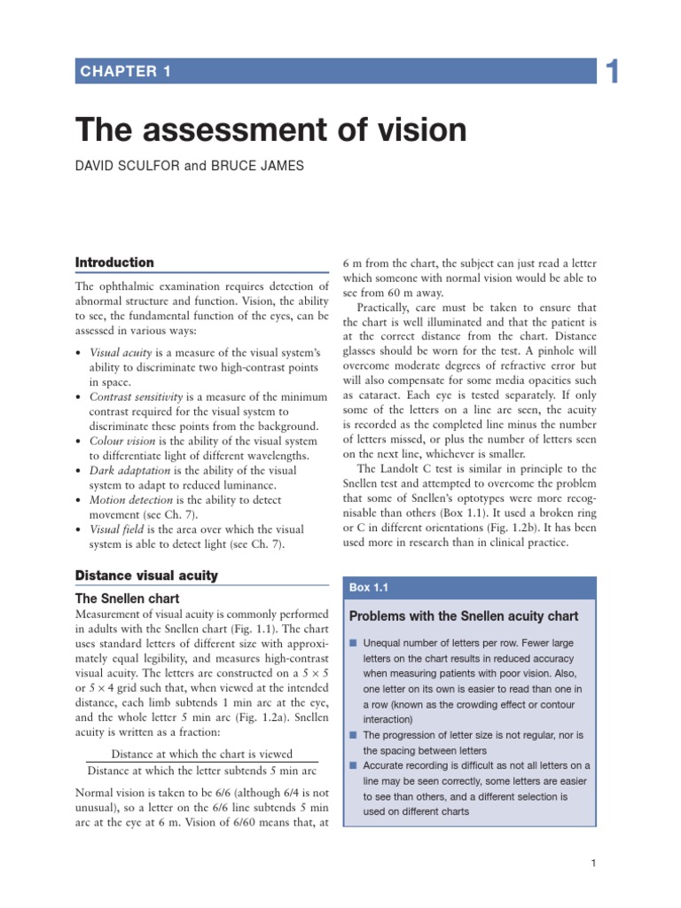 Ophthalmology Investigation and Examination Techniques PDF | PDF | Contrast (Vision) | Visual Acuity