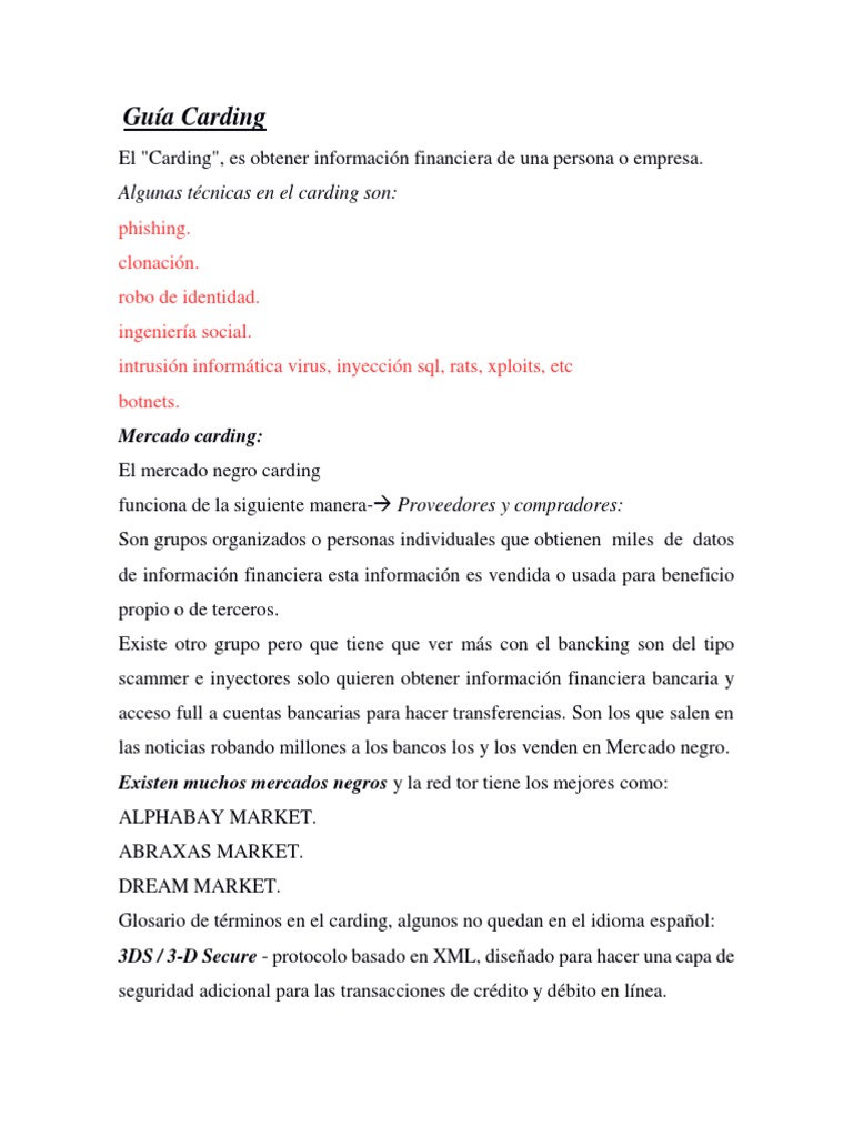Carding PDF | PDF | Tarjeta de débito | Suplantación de identidad
