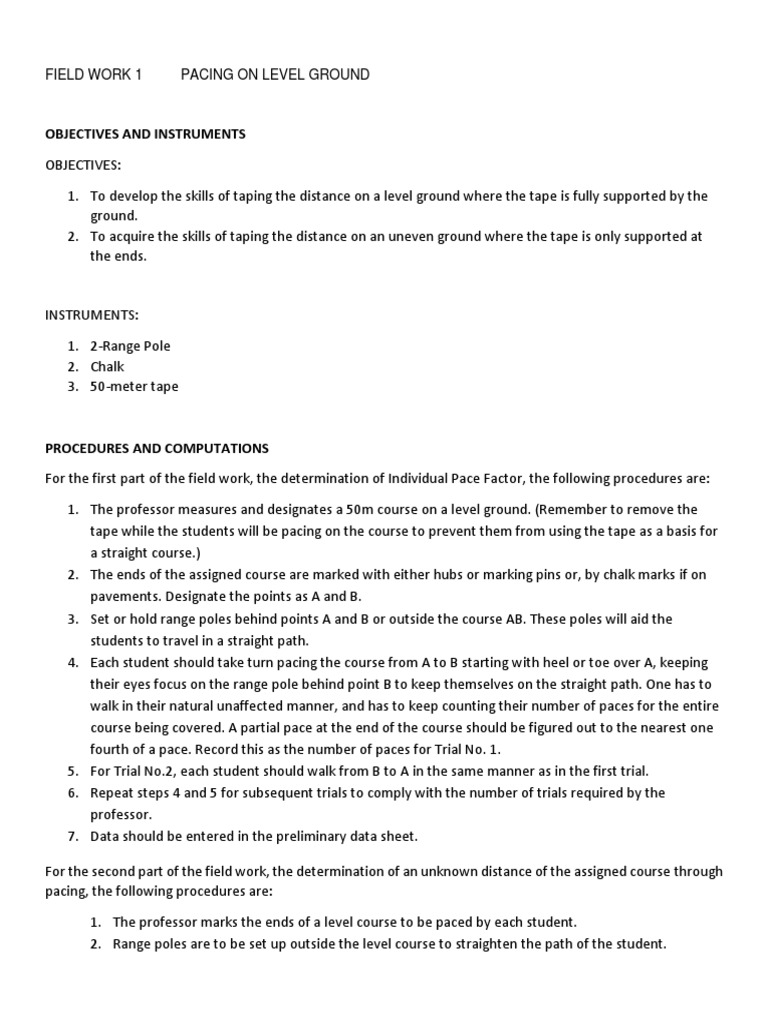 Pacing Techniques for Field Measurements | PDF | Teaching Mathematics
