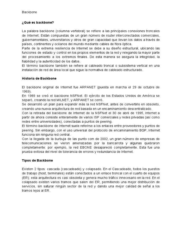 ¿Qué Es Backbone | PDF | Redes | Comunicación por medio de ordenadores
