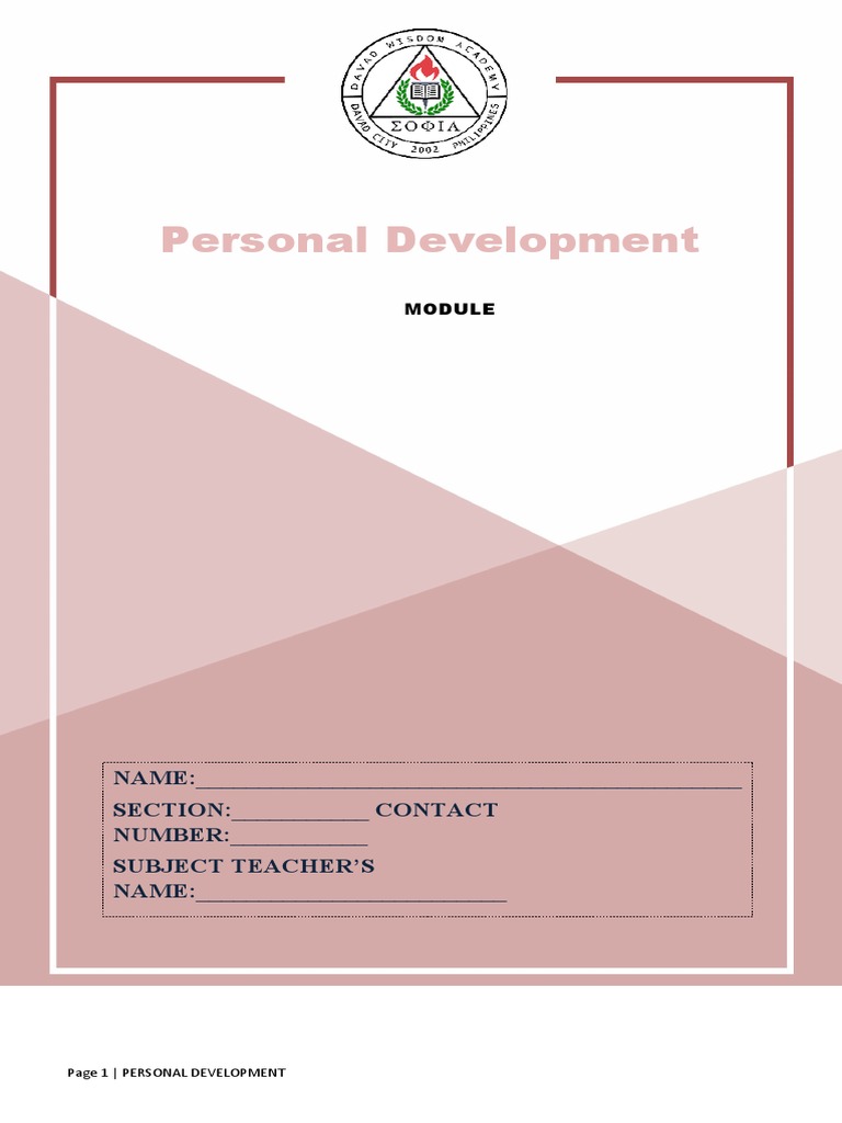 Personal Development Lesson 1 | Download Free PDF | Self Concept | Self