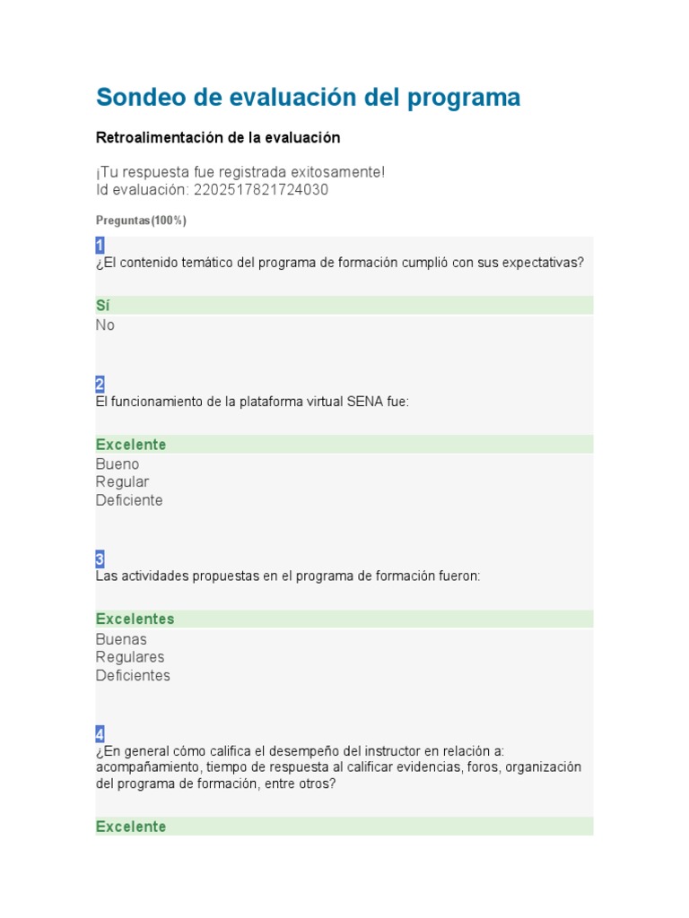 Sondeo de evaluación del programa.docx | PDF