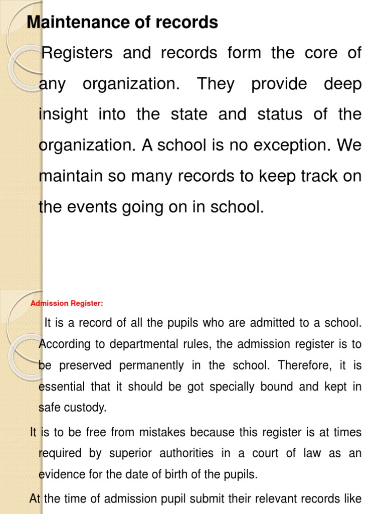 School Record Keeping Essentials | PDF | Debit Card | Teachers