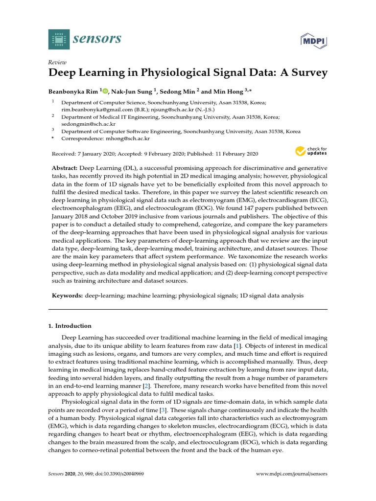 Sensors: Deep Learning in Physiological Signal Data: A Survey | PDF ...
