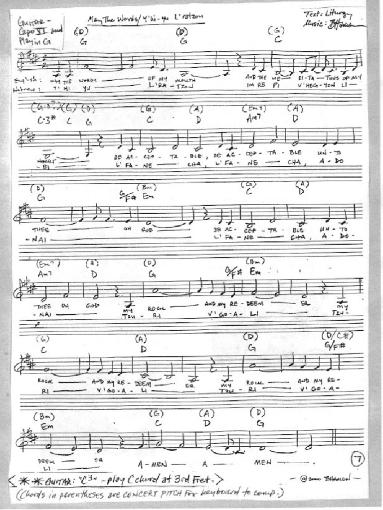 Yih'yu L'ratzon (May The Words) by Beth Hamon | PDF