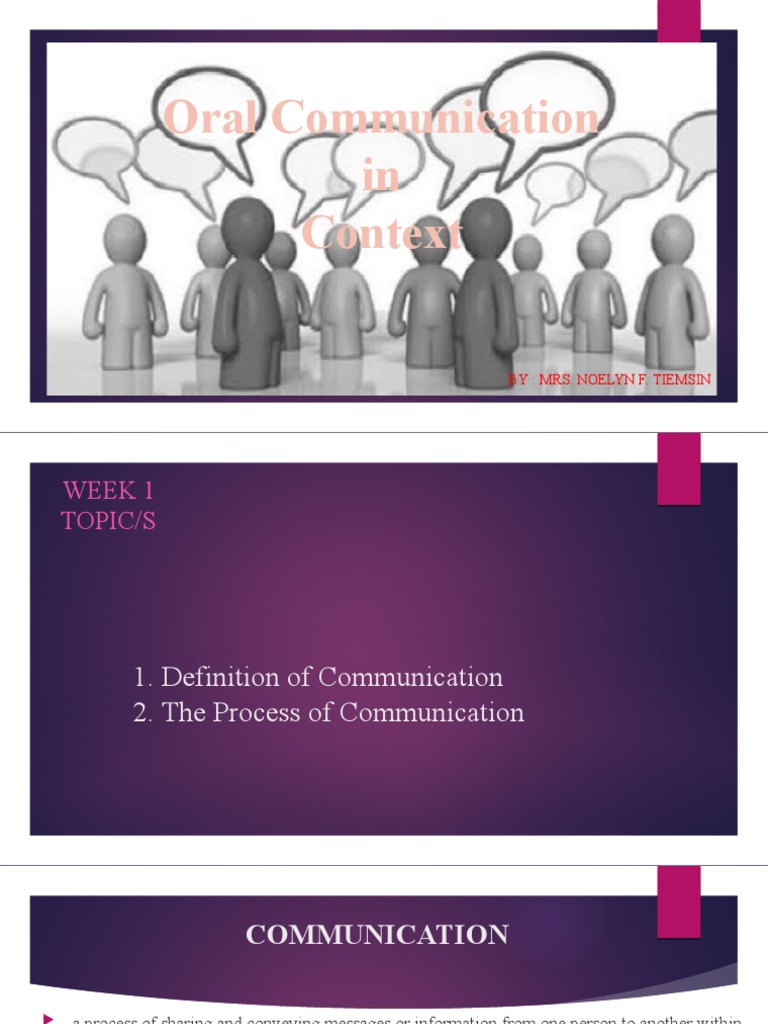 Oral Communication LESSONS POWERPOINT | PDF | Communication | Nonverbal ...