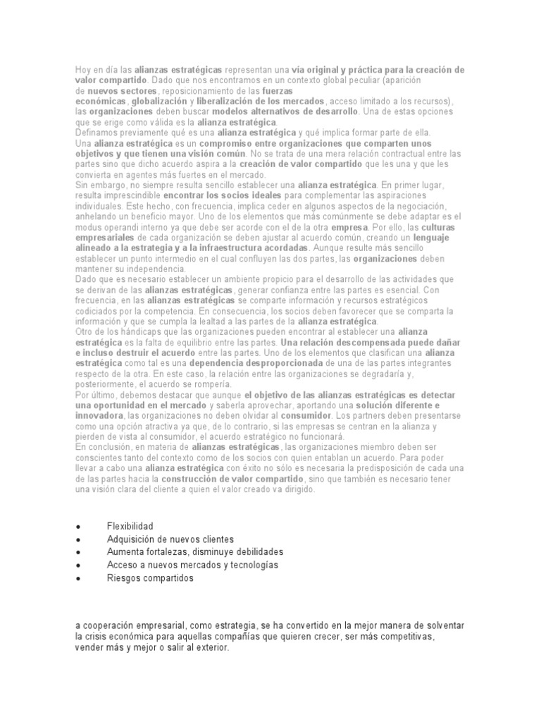 Alianzas Empresariales | PDF | Mercado (economía) | Proyecto conjunto