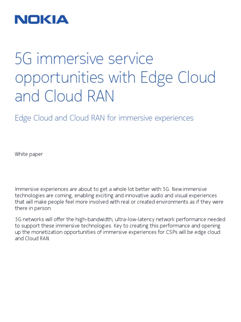 Nokia Cloud RAN and Edge Cloud For Immersive Experiences White Paper EN ...