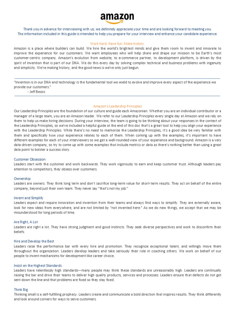 Amazon Interview Prep Guide PDF | PDF | Leadership | Interview