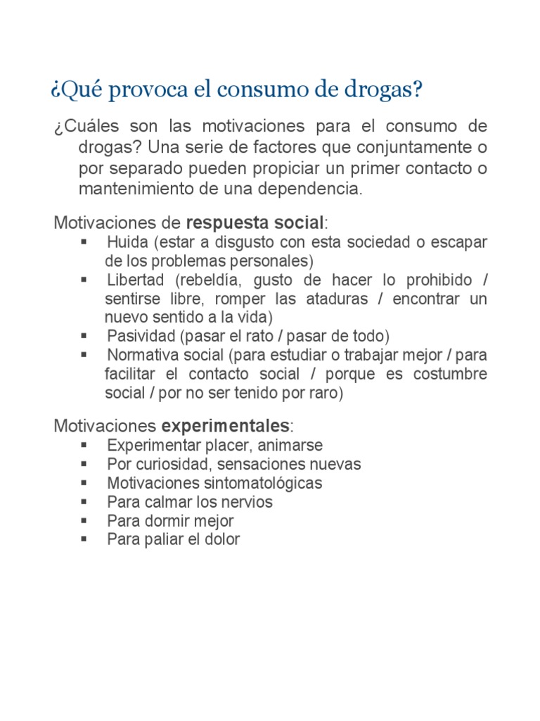 Qué Provoca El Consumo de Drogas | PDF | La dependencia de sustancias | Juventud
