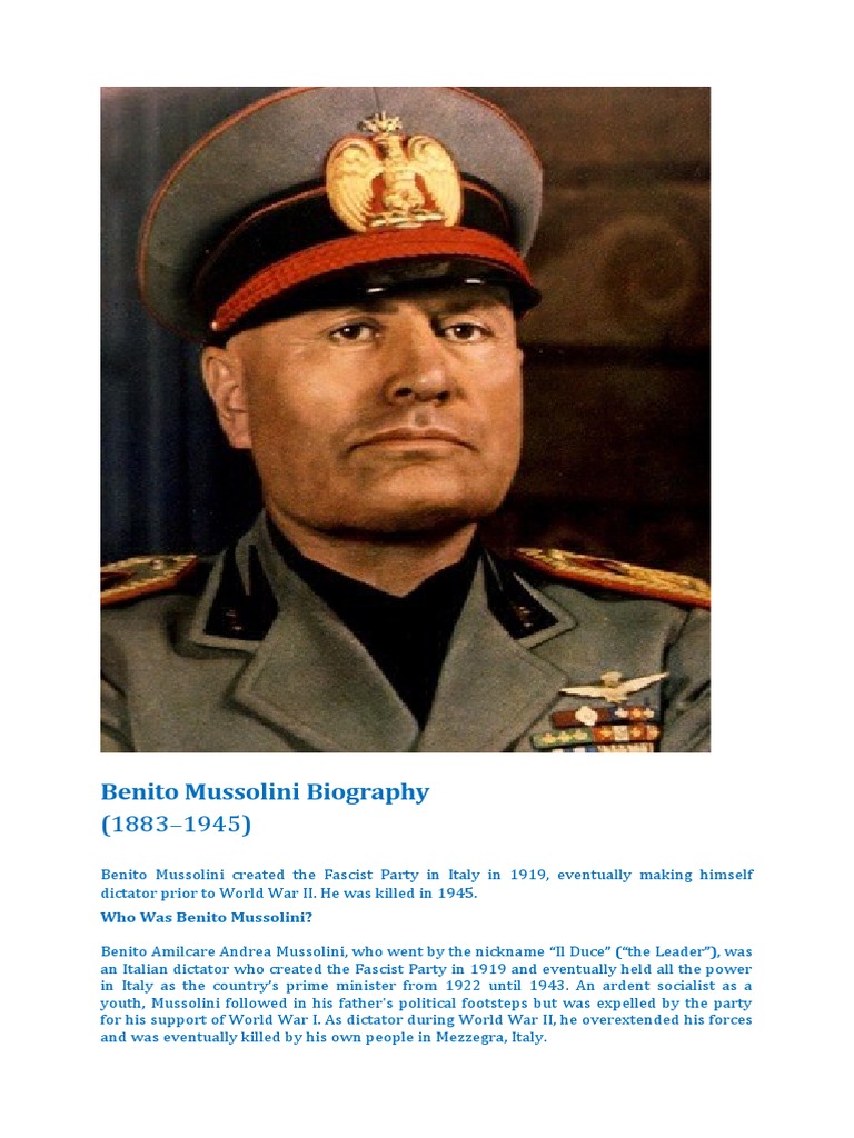 Benito Mussolini: Italian Dictator | PDF | Benito Mussolini | Fascism