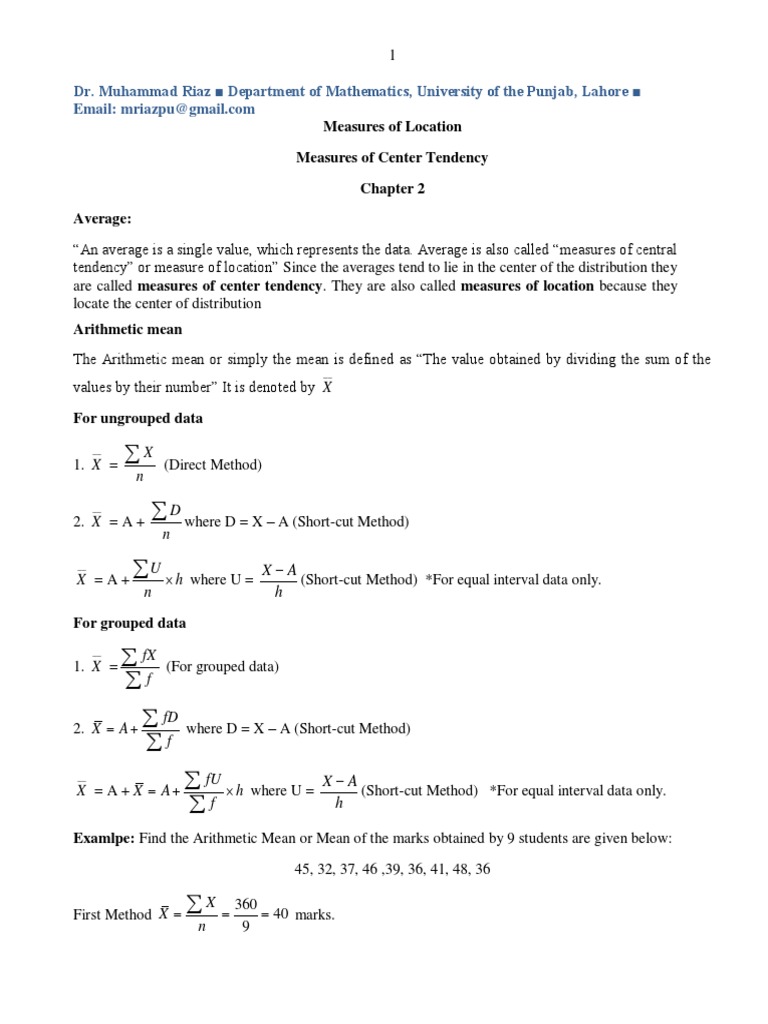 Chapter 2 Statistics | PDF | Mean | Skewness