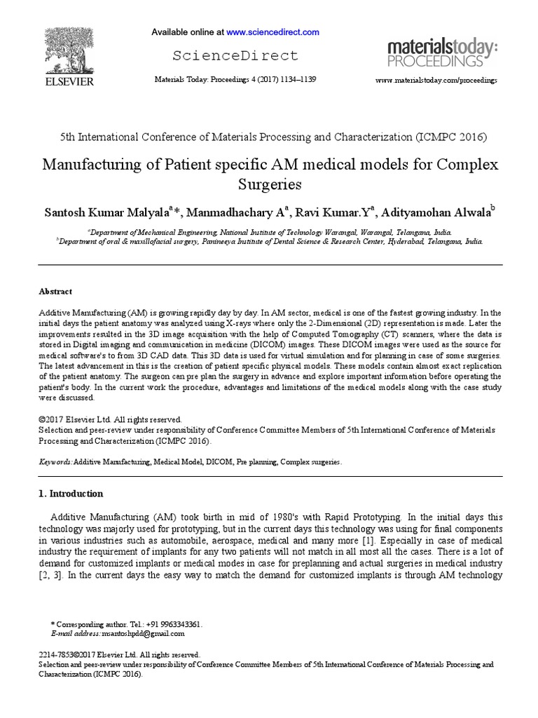Manufacturing of Patient Specific AM Medical Models For Complex ...