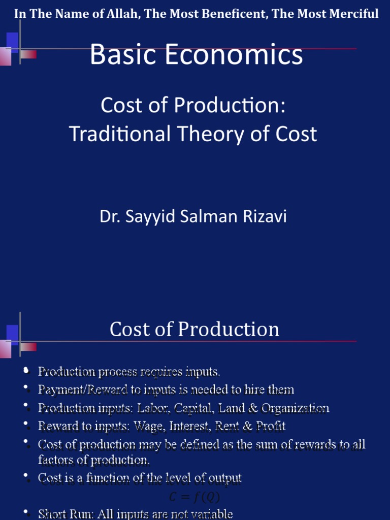 Basic Economics: Cost of Production: Traditional Theory of Cost | PDF ...
