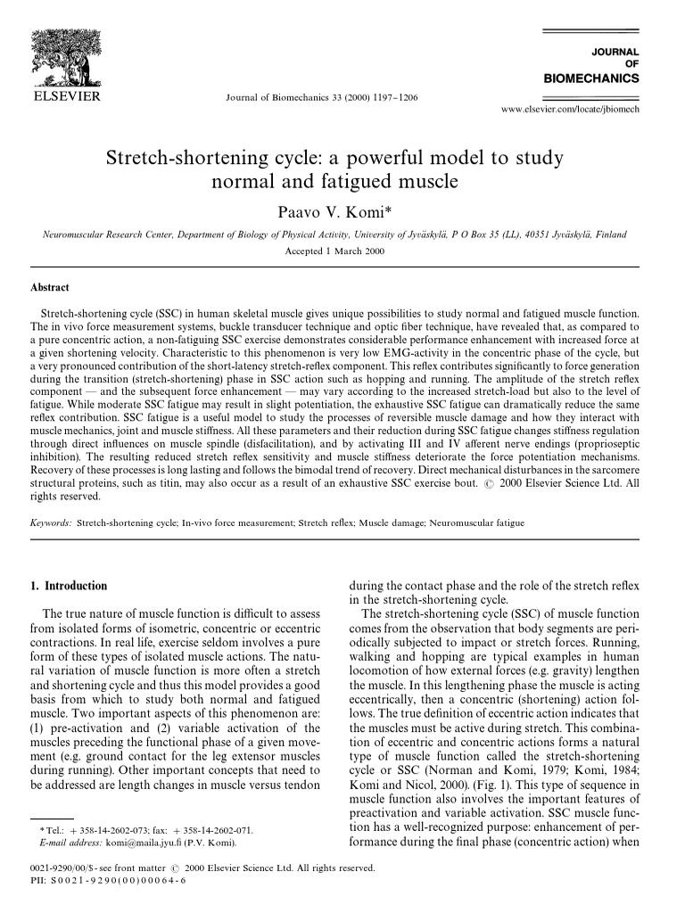 Stretch-Shortening Cycle: A Powerful Model To Study Normal and Fatigued ...