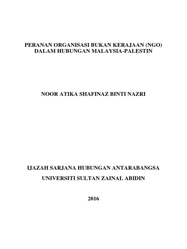 Peranan Organisasi Bukan Kerajaan Ngo Da PDF | PDF