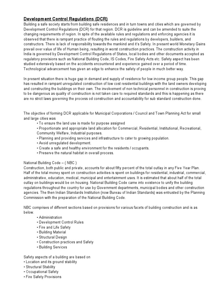 Development Control Regulations | PDF | Building Code | Safety