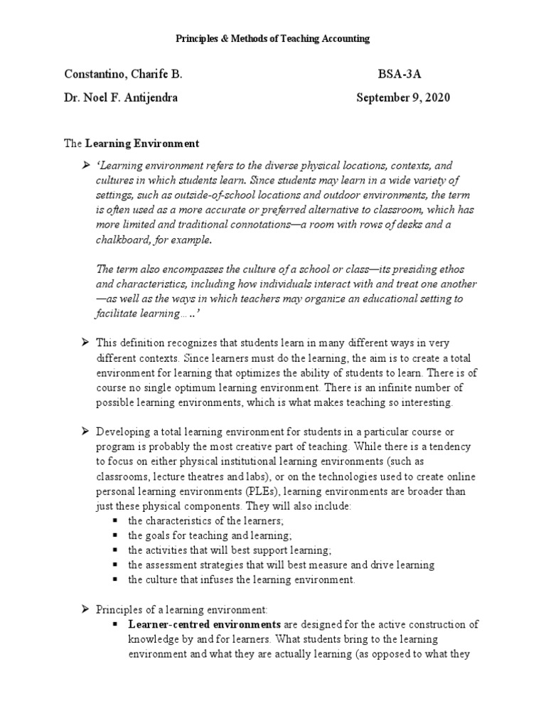 The Learning Environment | PDF | Educational Assessment | Learning