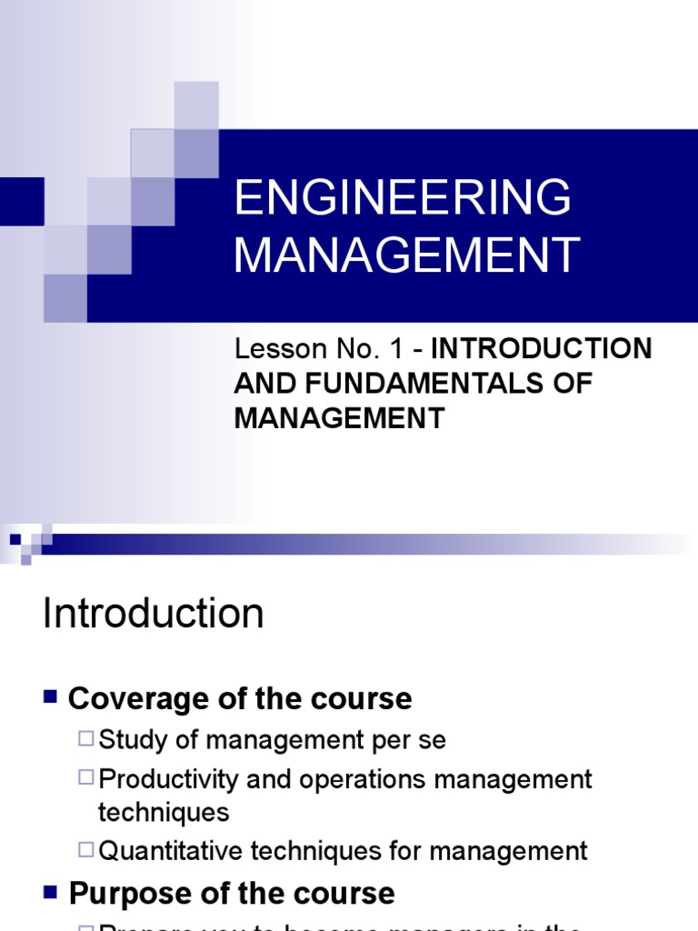 Lesson No. 1 - Introduction and Fundamentals of Management | PDF ...