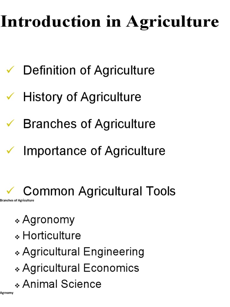 Introduction in Agriculture | PDF