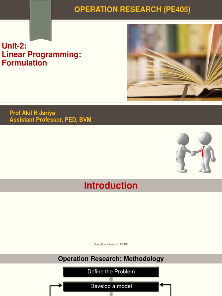 Operation Research (Pe405) : Unit-2: Linear Programming: Formulation ...