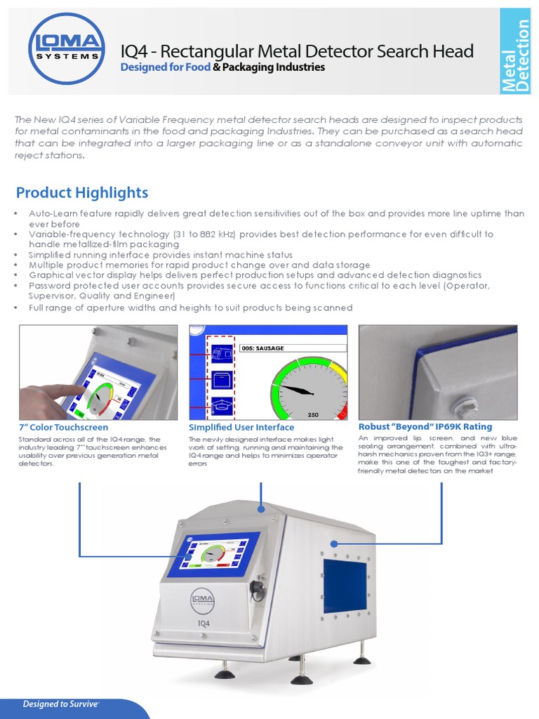 IQ4 Metal Detection Head Only Datasheet | PDF | Metal Detector | User ...