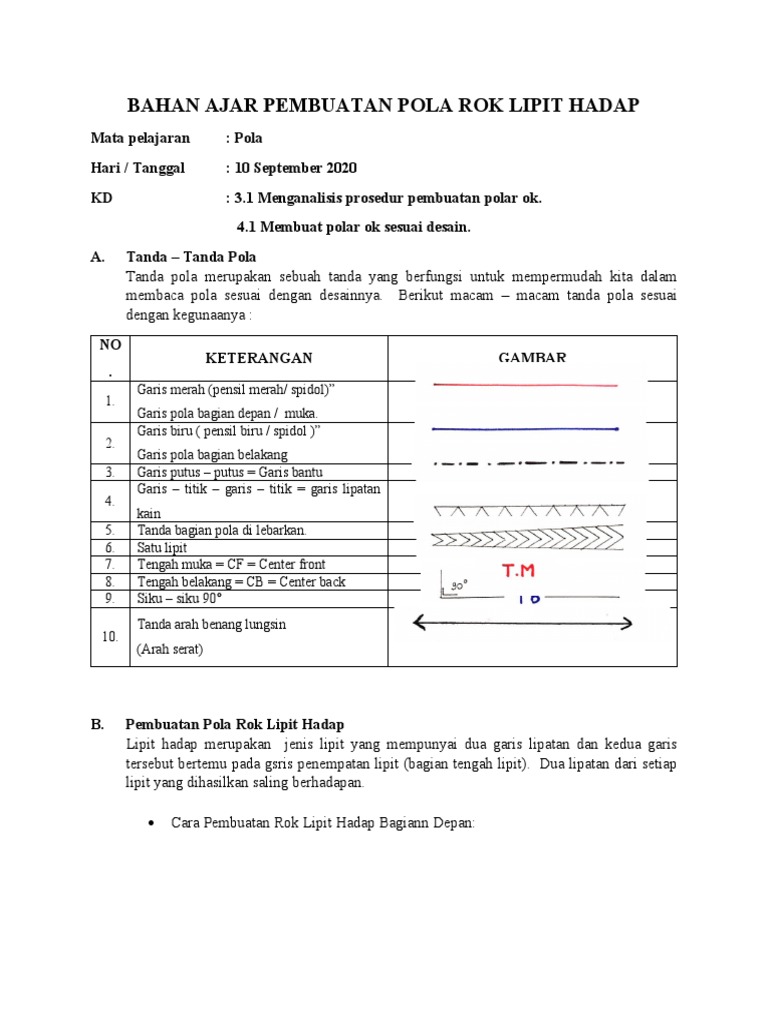 Panduan Pola Rok Lipit Hadap | PDF