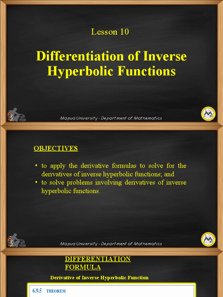 Lesson 10-Differentiation of Inverse Hyperbolic Functions | PDF ...