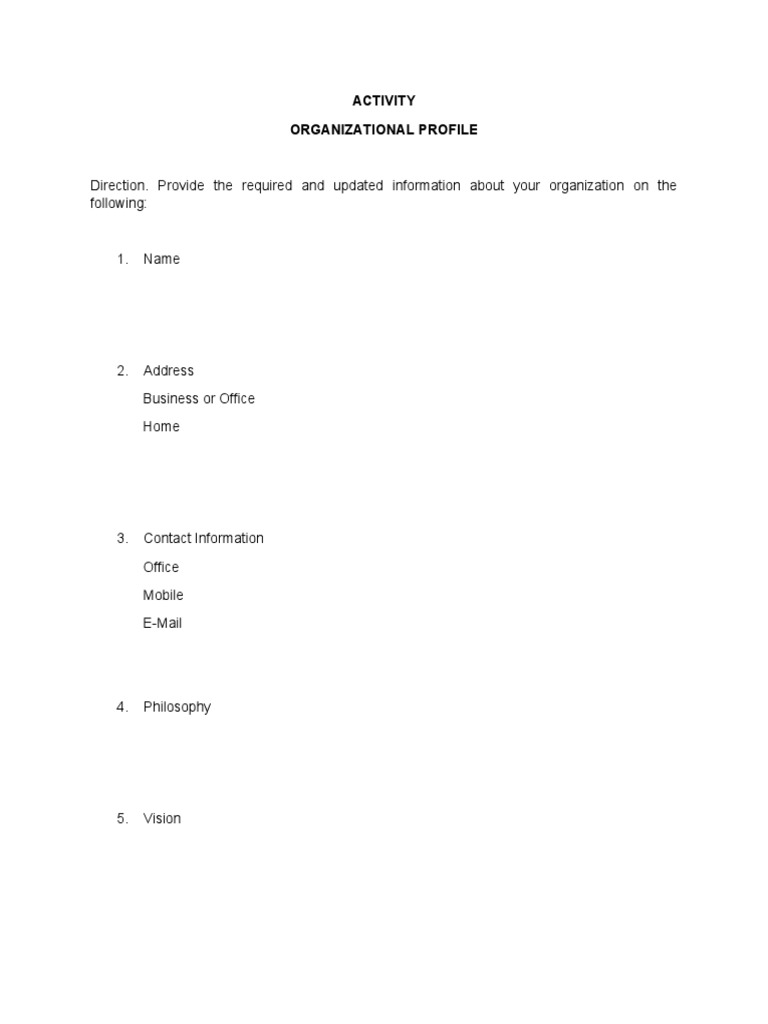 ACTIVITY Organizational Profile | PDF