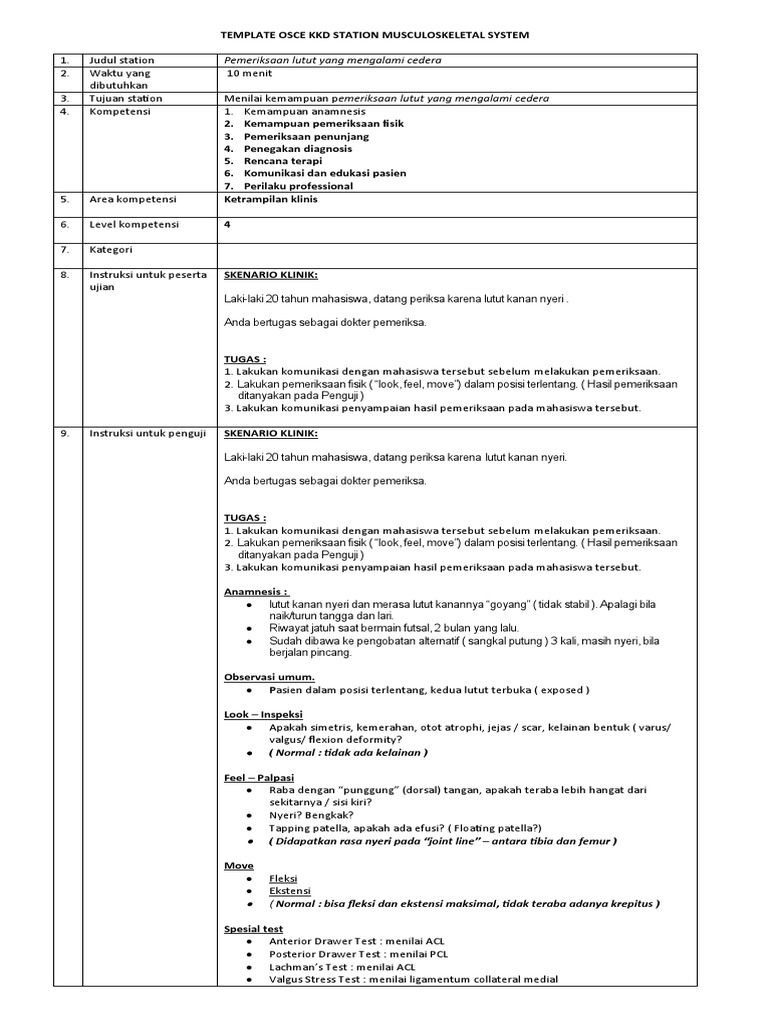 Soal OSCA KKD Knee | PDF