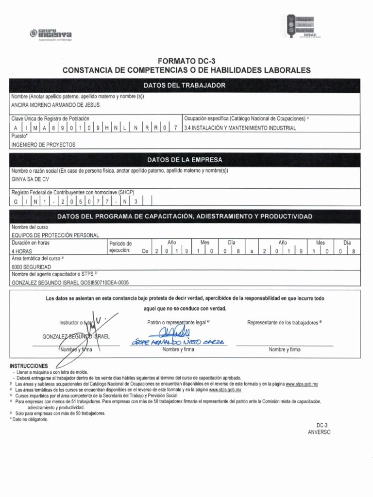 Formato DC-3 Ajam PDF | PDF
