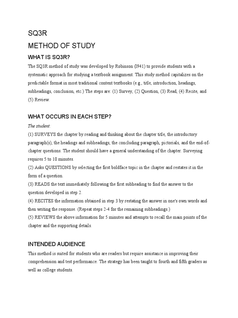 SQ3R Study Method Explained | PDF