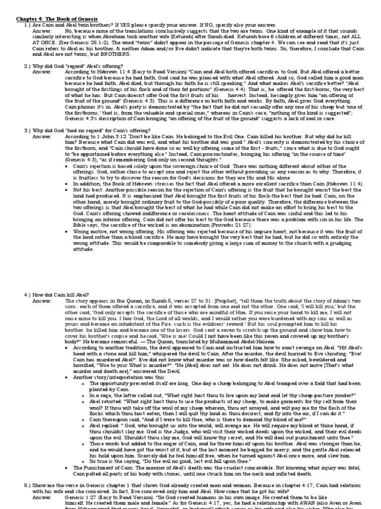 Chapter 4: The Book of Genesis | PDF | Cain And Abel | Christianity