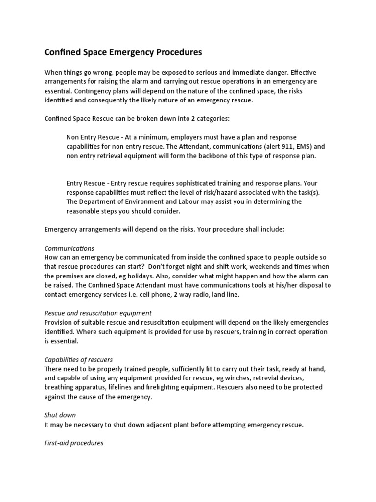 Confined Space Rescue Guidelines | PDF | Emergency | First Aid