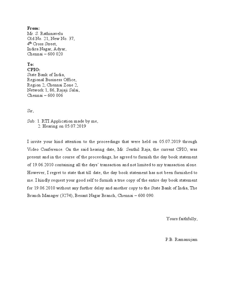 RTI Letter | PDF