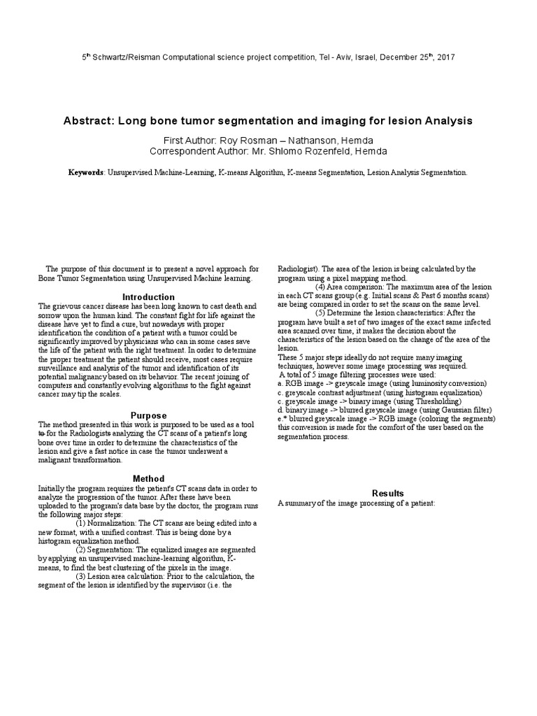 Machine Learning Applied For Long Bone Tumor Segmentation | PDF | Image ...