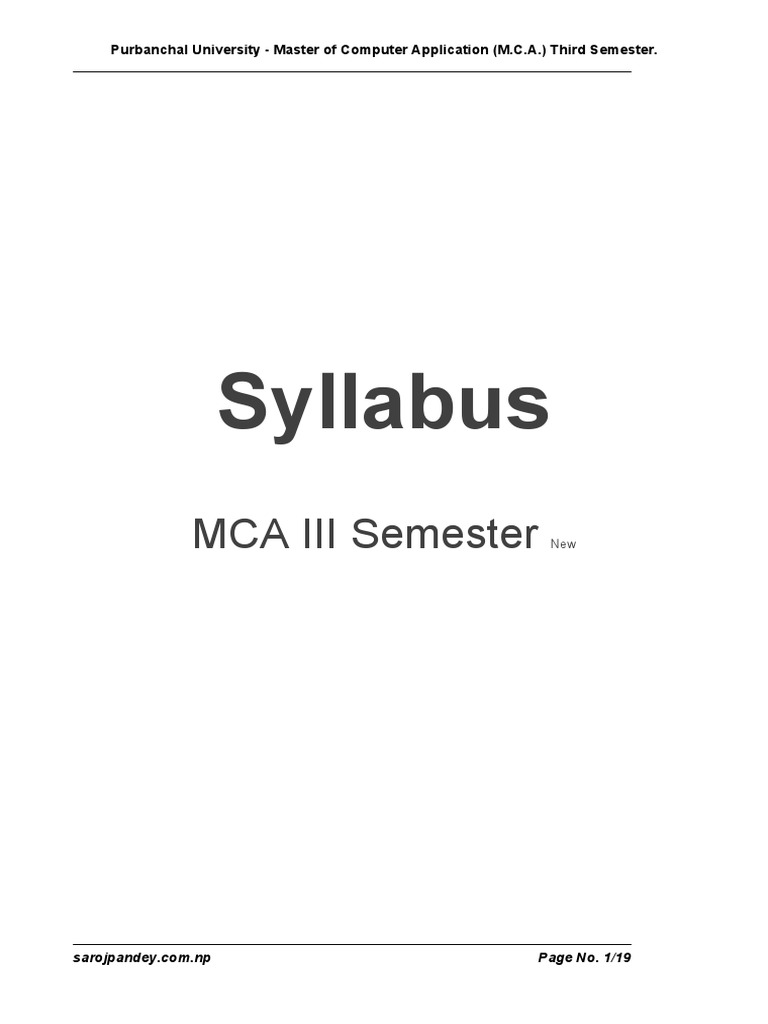 Syllabus: MCA III Semester | PDF | Linear Programming | Cryptography