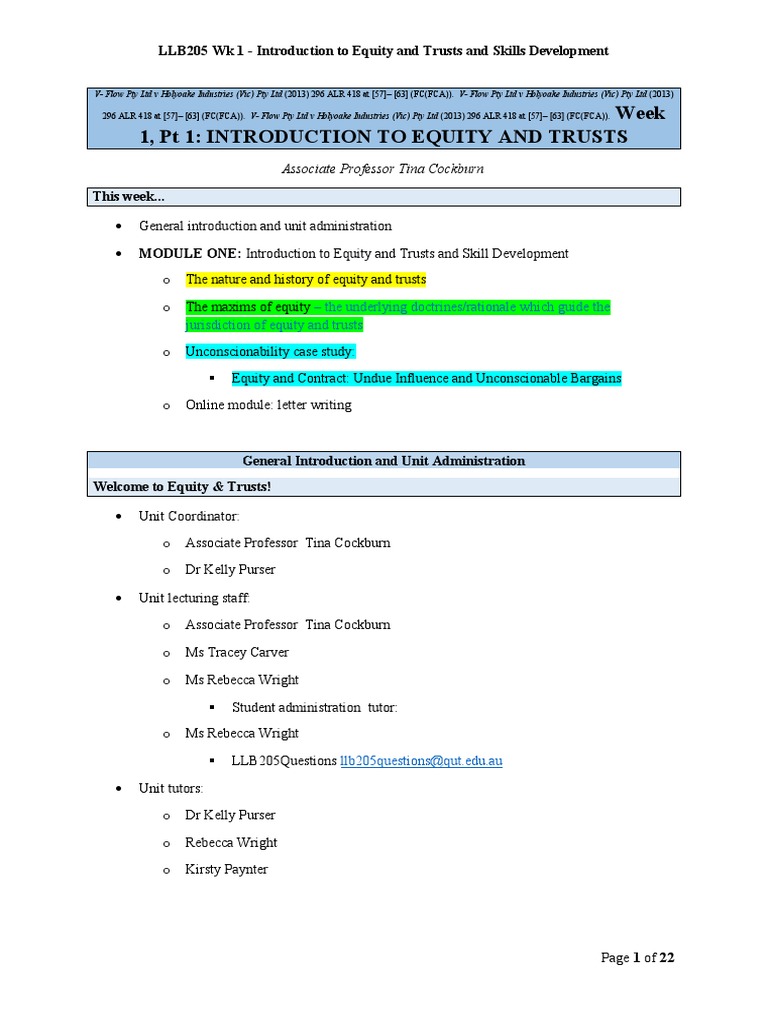 LLB205 Week 1 Podcast | PDF | Equity (Law) | Common Law LLB205 Week 1 Podcast | PDF | Equity (Law) | Common Law
