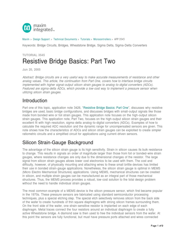 Resistive Bridge Basics: Part Two: Bridge Circuits, Bridges, Wheatstone ...