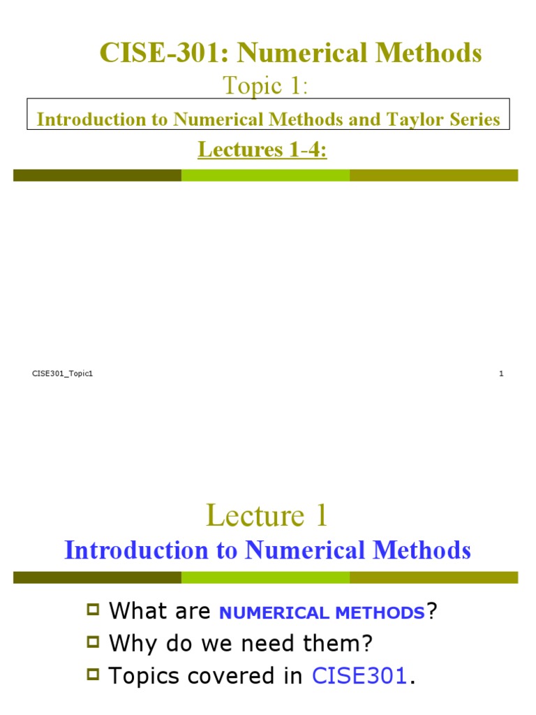 CISE301 Topic1 | PDF | Numerical Analysis | Ordinary Differential Equation