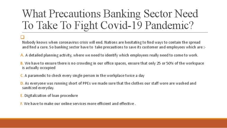 What Precautions Banking Sector Need To Take To Fight Covid-19 Pandemic ...