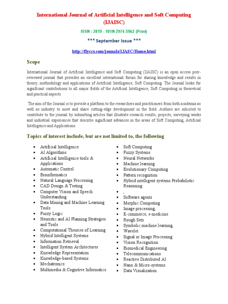 AI & Soft Computing Journal Issue | PDF | Artificial Intelligence ...