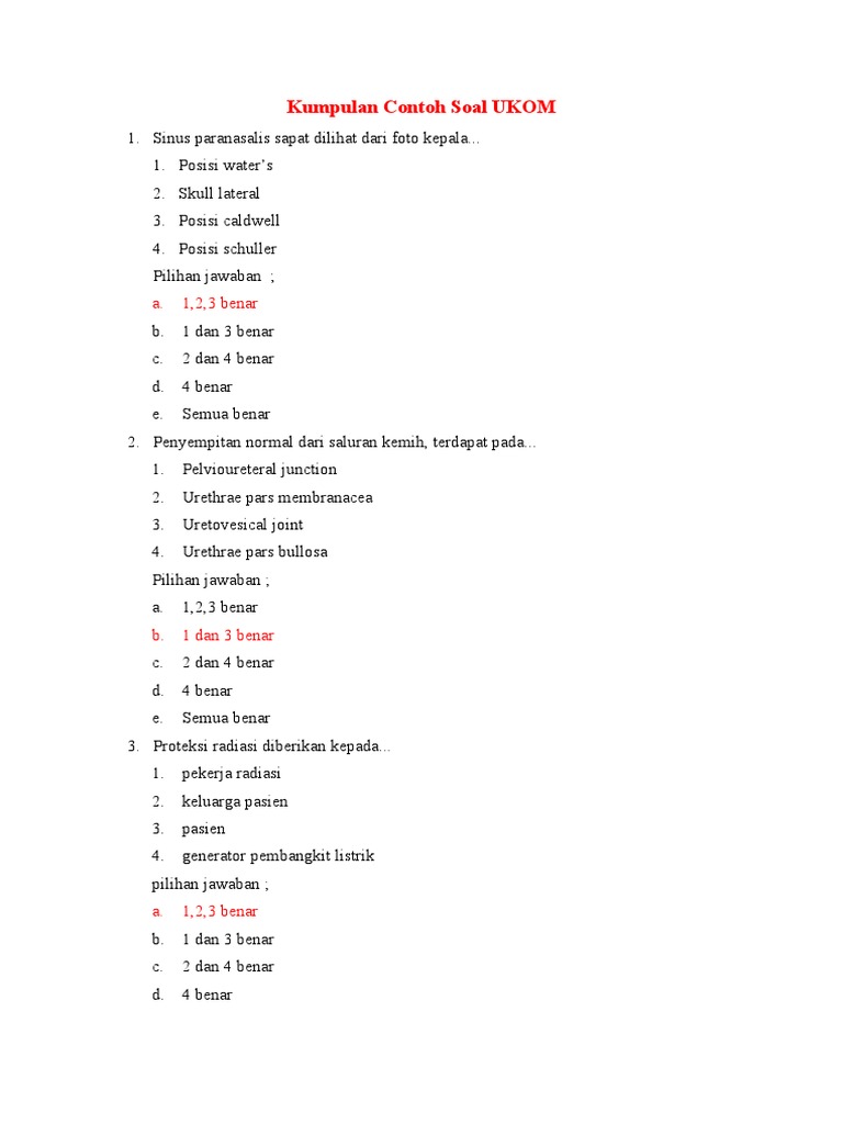 Kumpulan Contoh Soal UKOM 1 | PDF