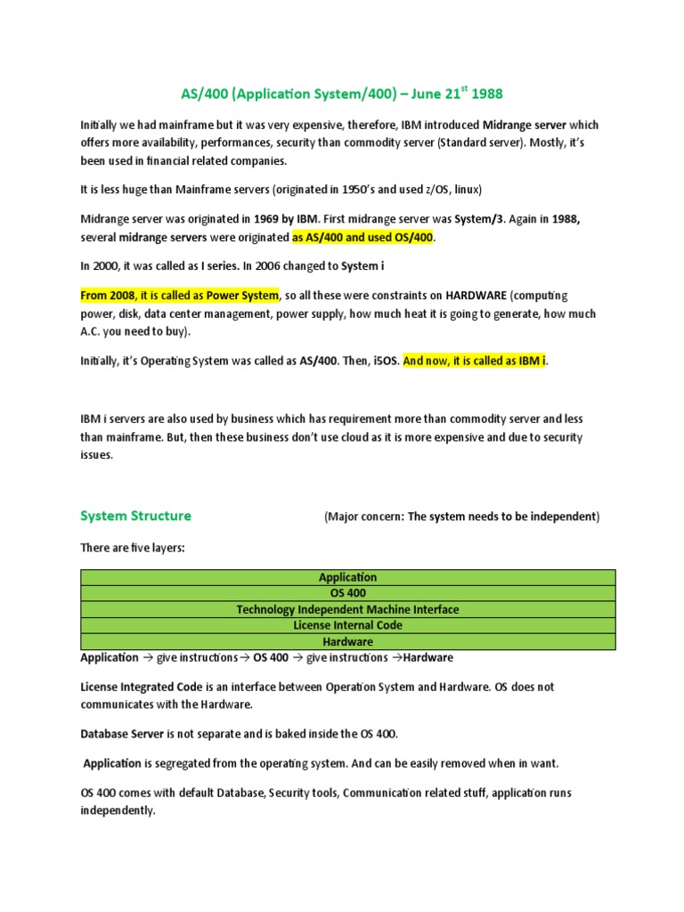 AS 400 Introduction | PDF | Ibm System I | Mainframe Computer