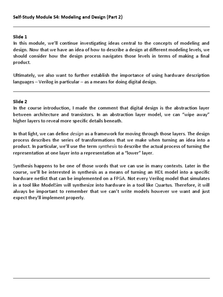 Self-Study Module S4: Modeling and Design (Part 2) | PDF | Hardware ...