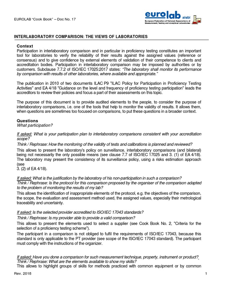 EUROLAB Guide on Interlaboratory Comparisons | PDF | Analysis ...