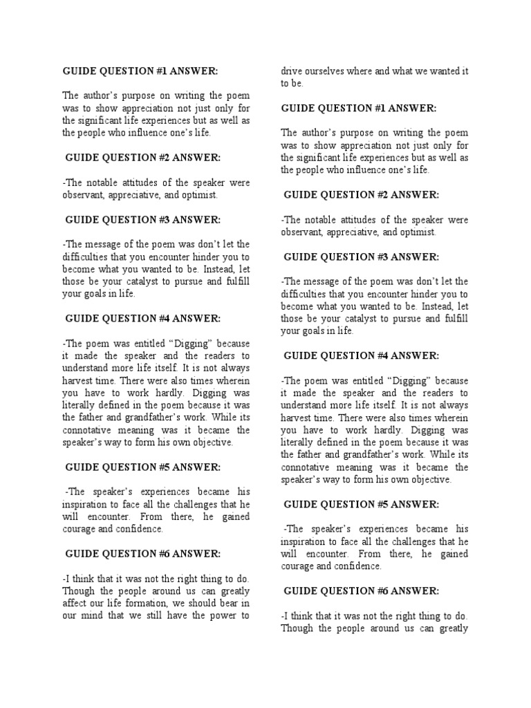 Guide Question' Asnwer | PDF