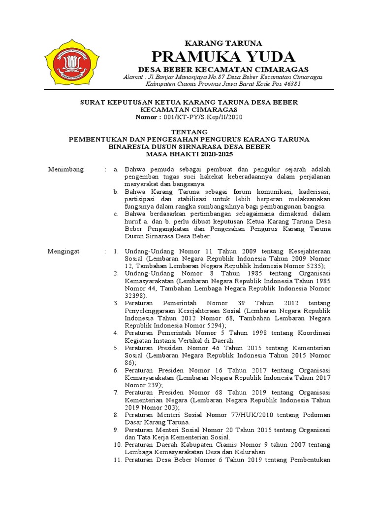 SK Karang Taruna Dusun | PDF