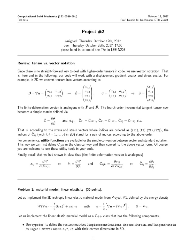 Project #2: Review: Tensor vs. Vector Notation | PDF | Linear Elasticity | Derivative